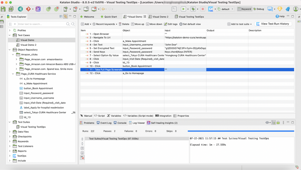 Get Started with Visual Testing in Katalon Studio