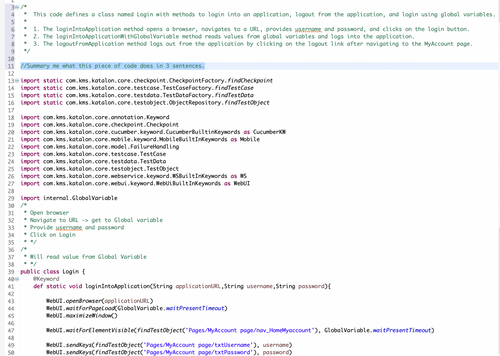 Master StudioAssist: A quick guide to summarizing and explaining code in Katalon Studio